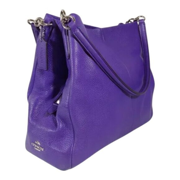 Coach | Bags | Coach Lexi Pebble Leather Shoulder Bag Purple Excellent ...